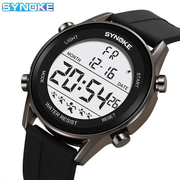 นาฬิกาดิจิตอลสำหรับกันน้ำผู้ชาย SYNOKE สายซิลิโคน9825A ใหญ่อัพเกรดนาฬิกาข้อมือสกรีนนาฬิกาเรือน ...
