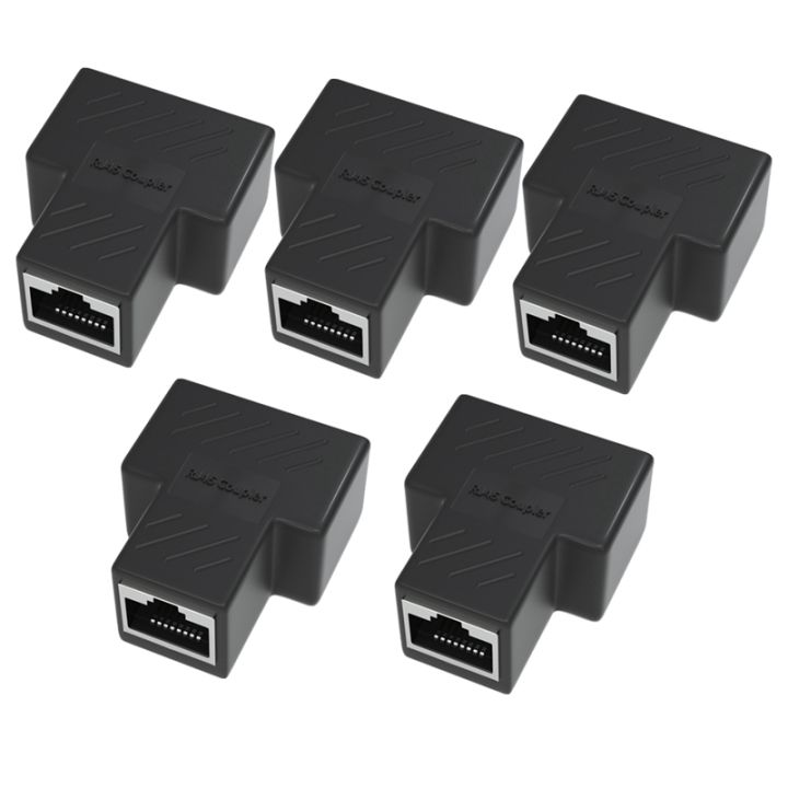 5PCS 1 To 2 Way LAN Ethernet Network Cable Splitter Adapter RJ45 Female ...