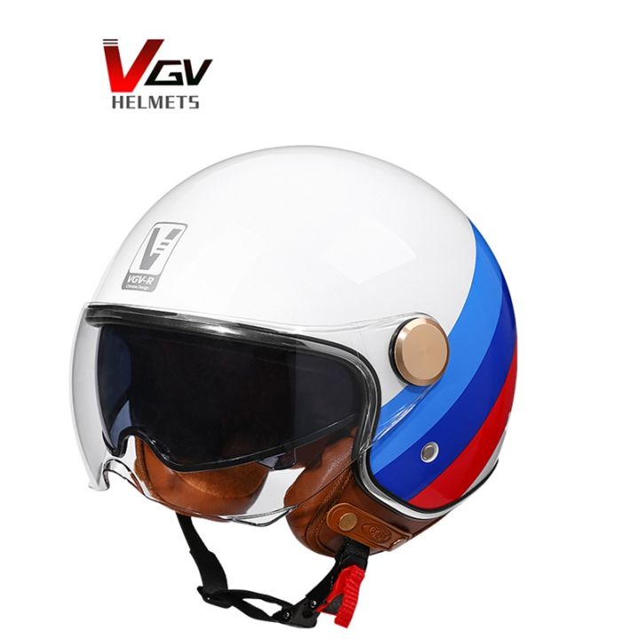 VGV Retro Harley Helmet with ICC Motorcycle Electric Helmet Vintage ...