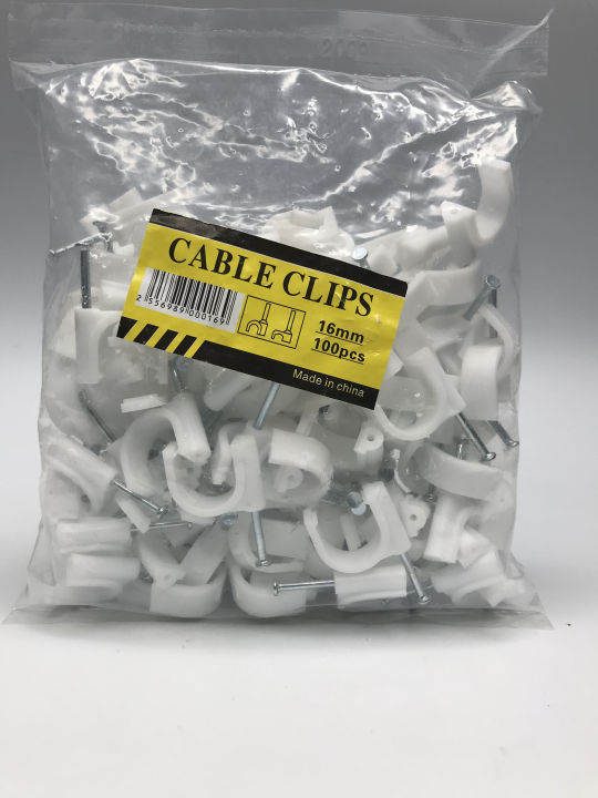 Cable Clips/ PVC Clamp round, 16mm size, 100pcs per pack, white color ...