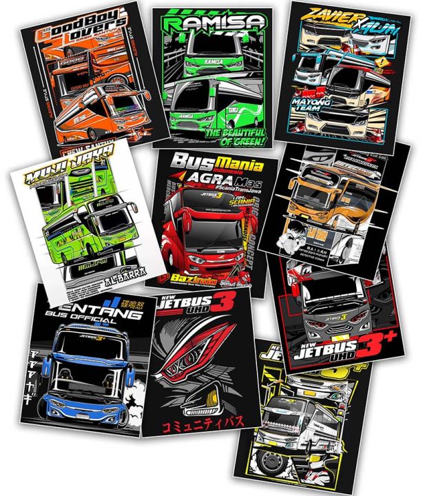 stiker bus mania isi 5 sticker bis telolet setiker mobil bus | Lazada ...