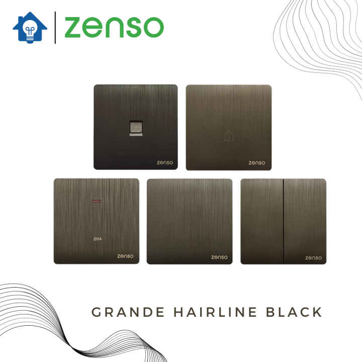 Zenso Grande Hairline Black 1G 2G Switches / Door Bell Switch / Water ...