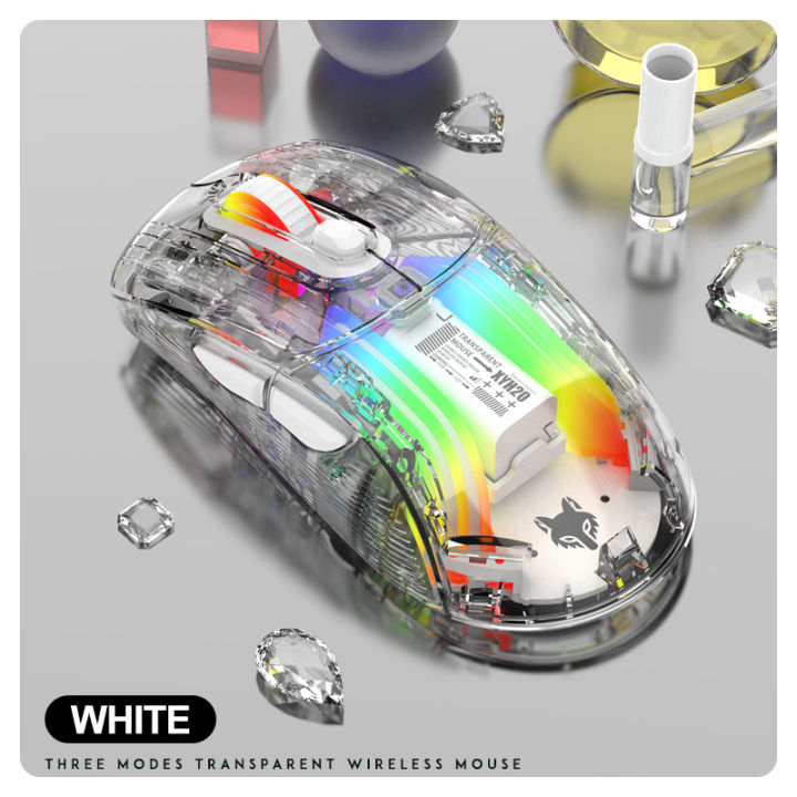 FIREWOLF three modes transparent wireless RGB gaming mouse XYH20 WHITE ...