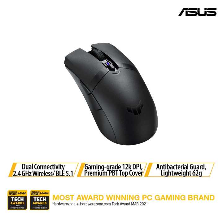 ASUS TUF Gaming M4 (P306) Wireless Gaming Mouse, dual wireless modes ...