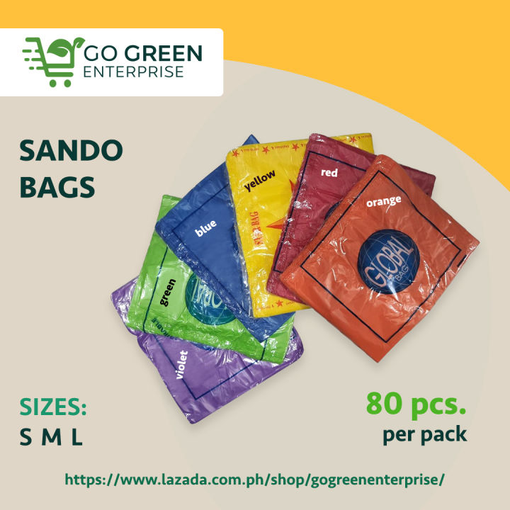80 pcs Sando Bag White/Yellow/Red/Orange/Violet/Blue/Green (Assorted ...