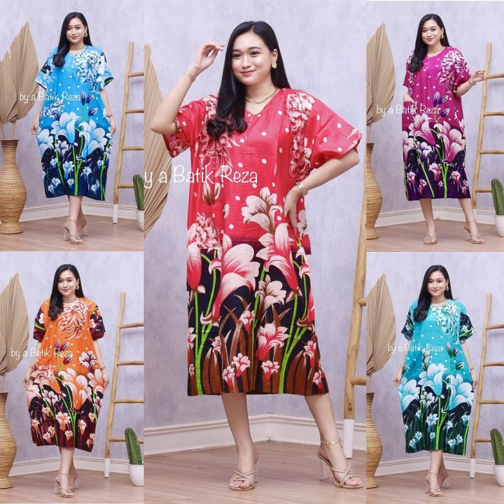 Daster Jumbo Rayon Kamboja XXL Busui LD 130 PB 115 Muat Sampai BB 85 kg ...