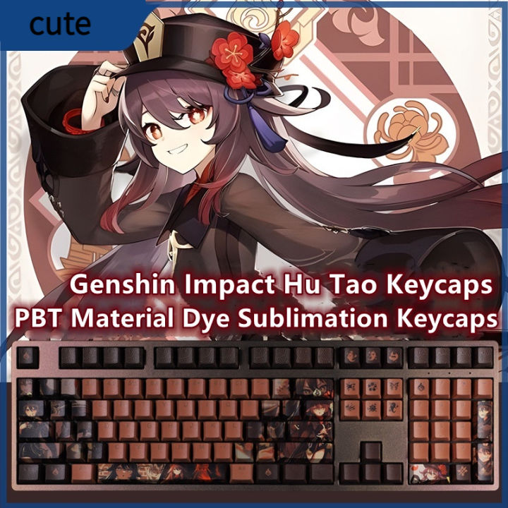 Cartoon HuTao Keycaps Profile Anime Genshin Impact Chocolate Theme PBT ...