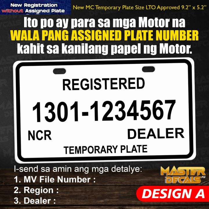 TEMPORARY MOTORCYCLE PLATE 2023 (NEW LTO FORMAT) ACRYLIC New Size ...