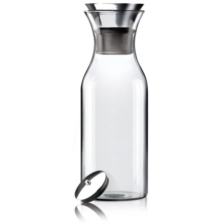 35 Oz Glass Carafe with Stainless Steel Silicone Flip-Top Flow Lid ...