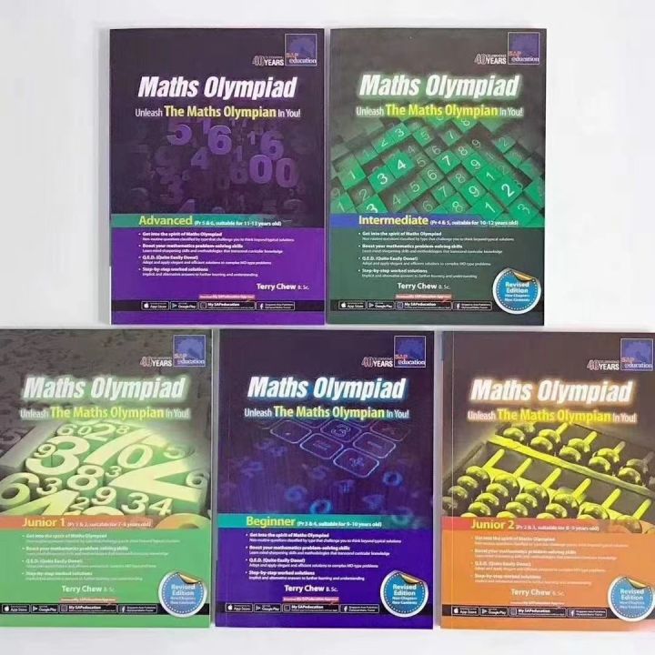5 Books/Set SAP Maths Olympiad Math Workbooks English Math Problems ...