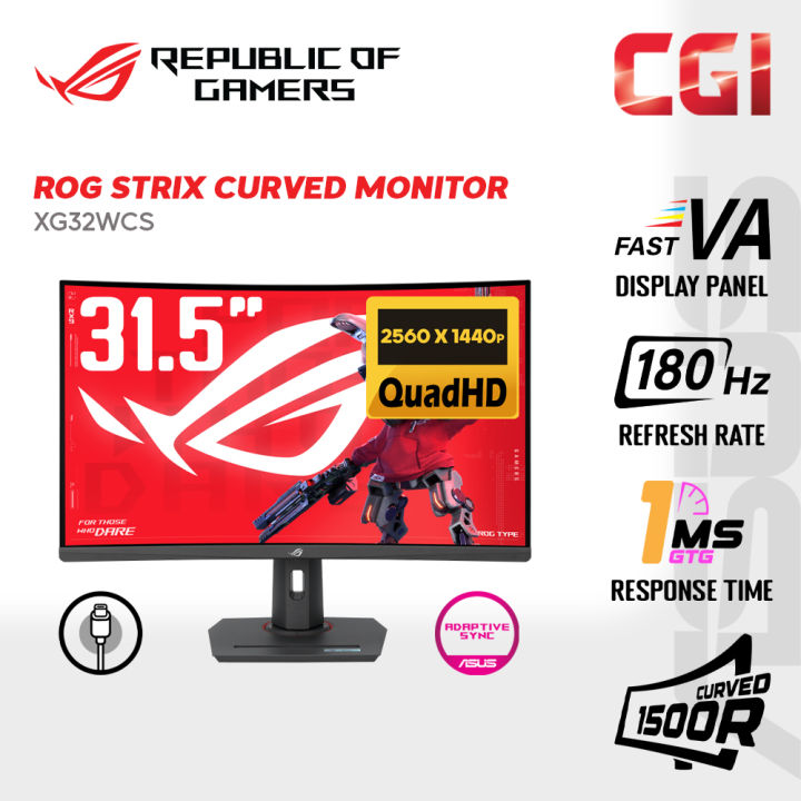 Asus 32" ROG Strix XG32WCS Fast VA WQHD HDR400 HDR10 Freesync Adaptive ...