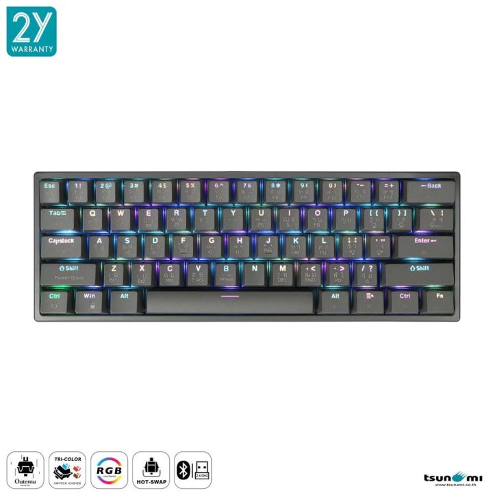 [ประกัน 2ปี] Tsunami Outemu MK-61 Max 61Key 60% Macro-Software RGB ...
