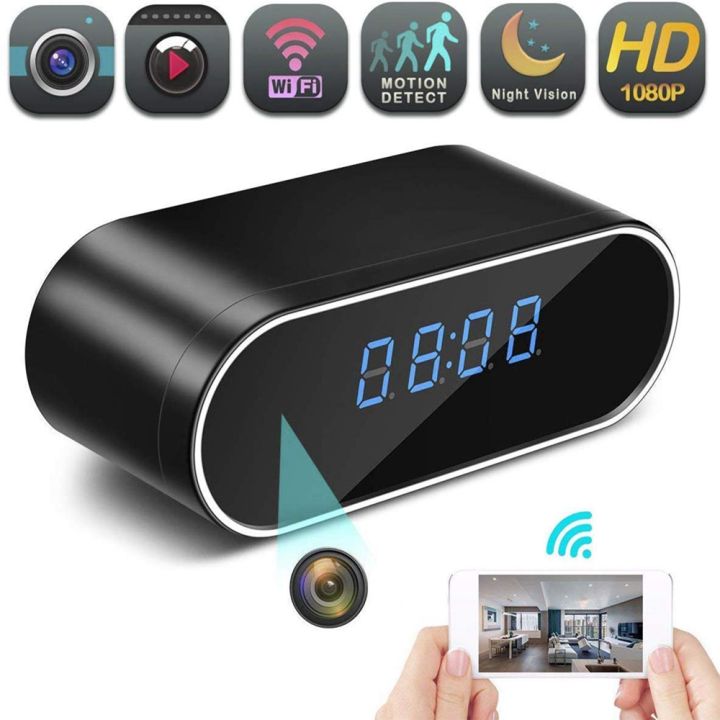 Wireless WIFI Clock Camera Hidden Mini DVR Camcorder Table Clock 1080P ...