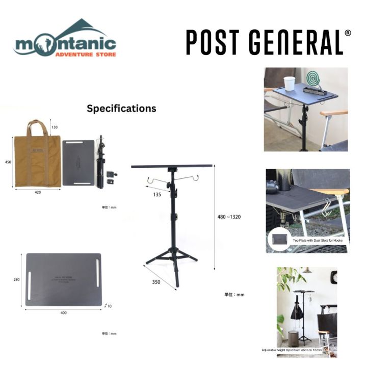 Post General Tri-pod Table & Hanger- Tripod Pole has two hooks/Comes ...