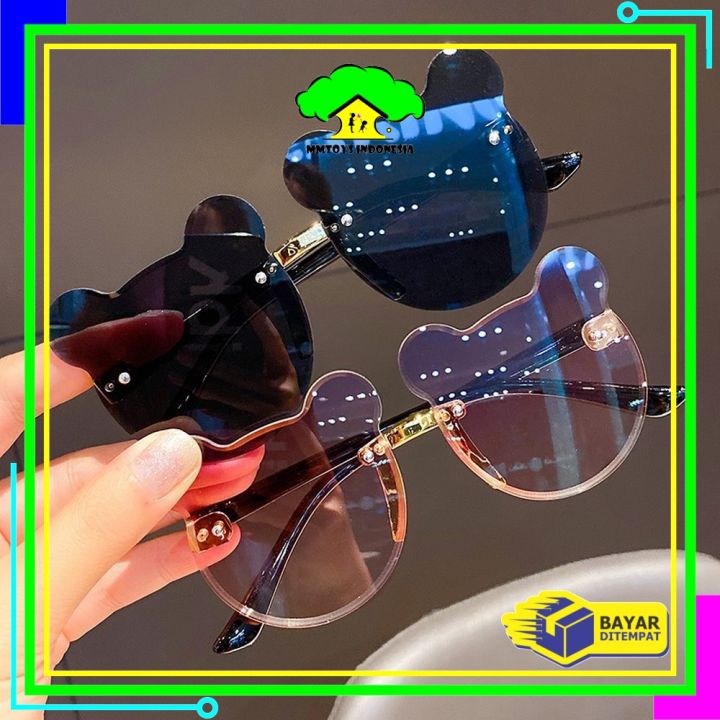 MI-C672 Kacamata Beruang Hitam Anak Bayi Kaca mata Bear Shape Gaya ...