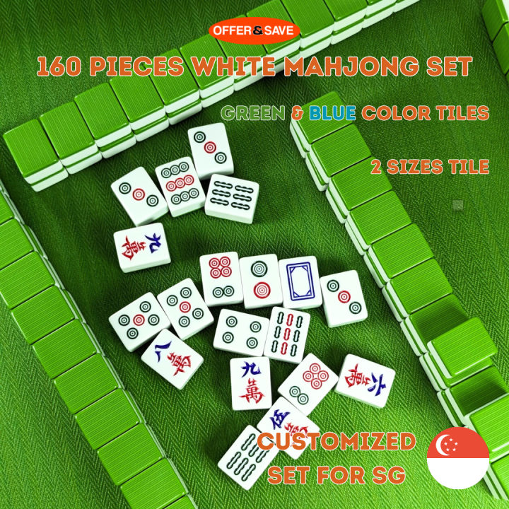 【SG STOCK】Mahjong Set 160 Tiles / Set included 1 Mahjong Case 6 Dices 1 ...