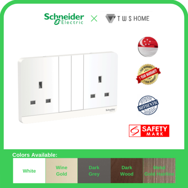 Schneider AvatarOn Sockets- 13A 250V 1Gang or 2Gang Switched Socket ...