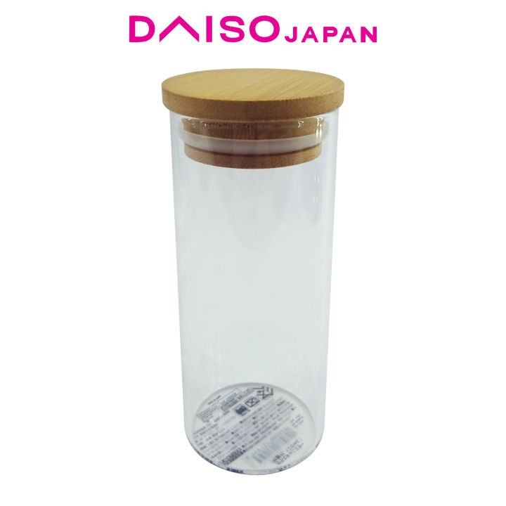 Daiso Glass Canister with Bamboo Lid 120 ml | Lazada PH