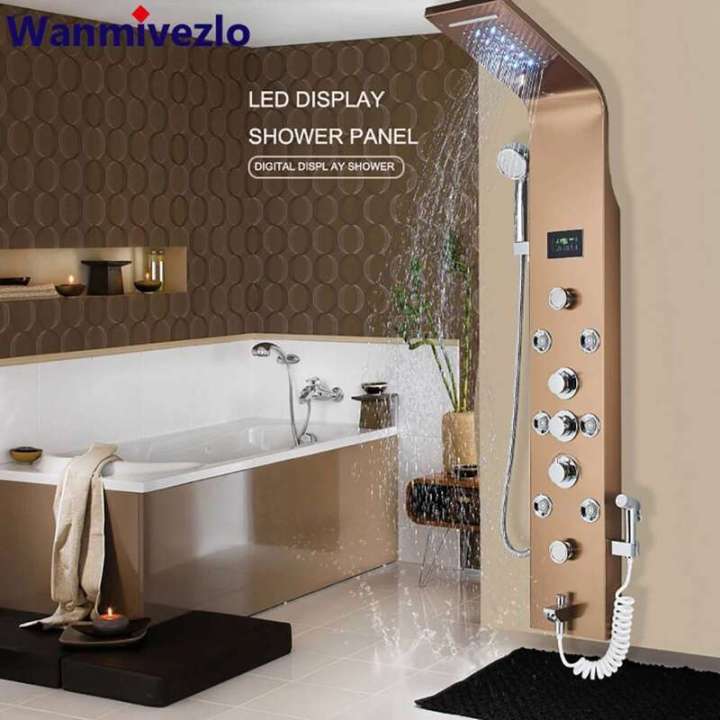 Gukn ก๊อกน้ำแผงฝักบัวหกส่วน LED,ก๊อกน้ำเจ็ทห้องน้ำสปาอ่างก๊อกน้ำใน ...