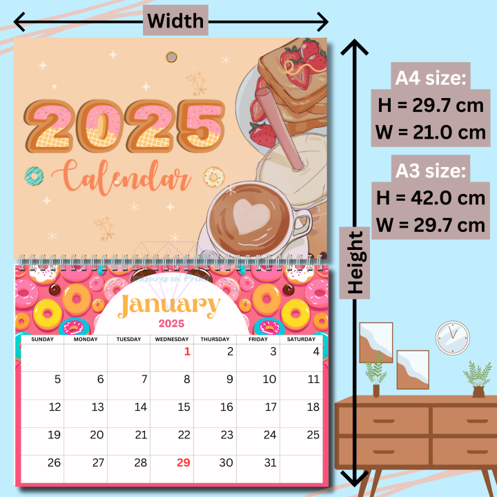 2025 Calendar | Sweets Calendar | Cafe Calendar | Desserts and Pastries ...