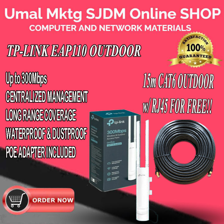 TP-LINK EAP110-Outdoor v3 with free 15meter cat6 outdoor with rj45 ...