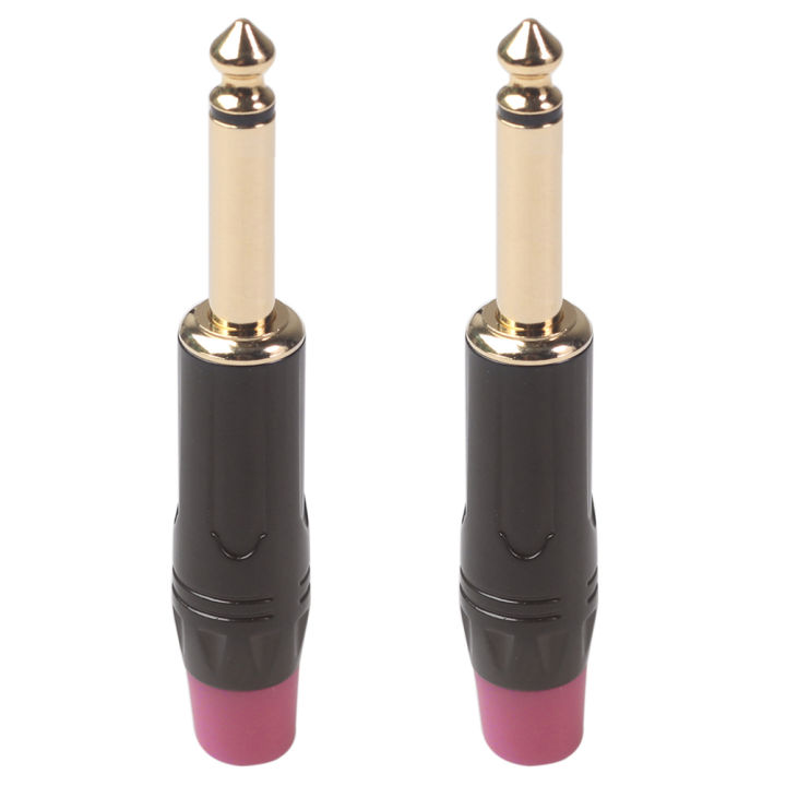 2x 6.35mm Mono Jack Gold-plated Stereo Male Plug DIY Guitar Audio Wire ...