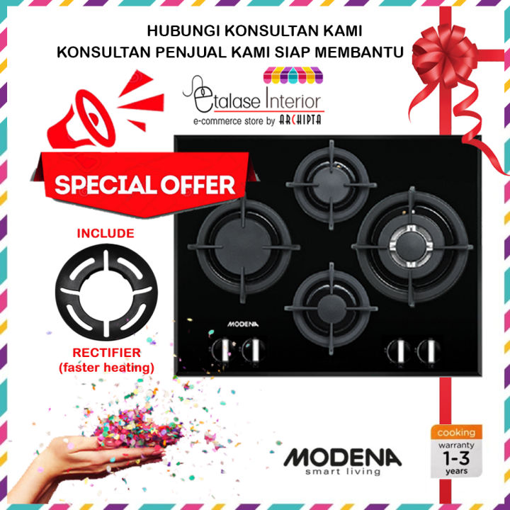Modena - Kompor Gas Tanam/ Build In 4 Tungku Crista BH 1645 | Lazada ...