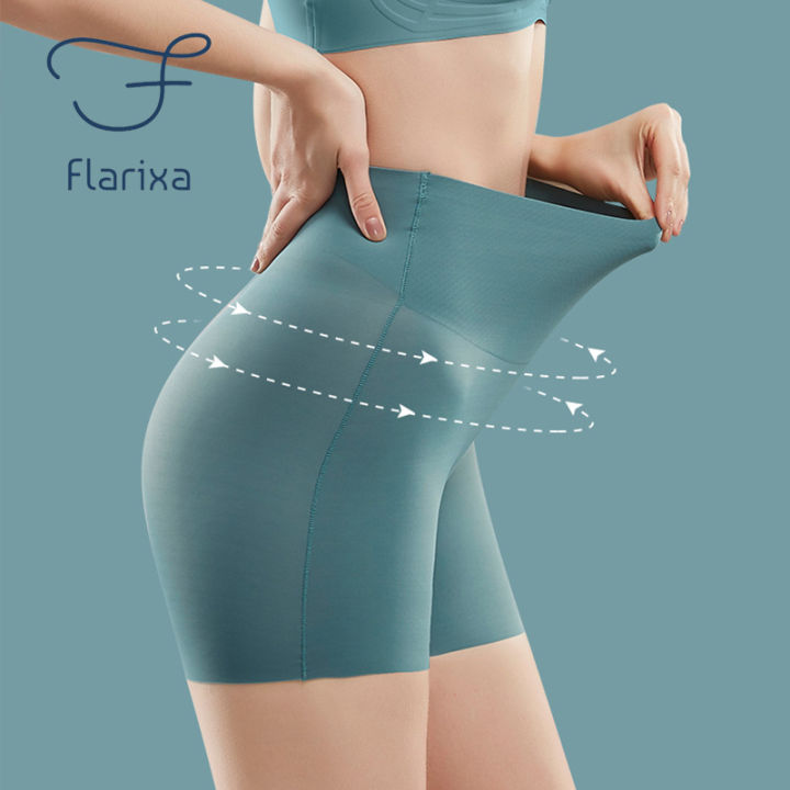 Flarixa [3 in 1] 6 Colors High Waist Seamless Ice Silk Safety Pants Women's Shorts Body Shaper ...