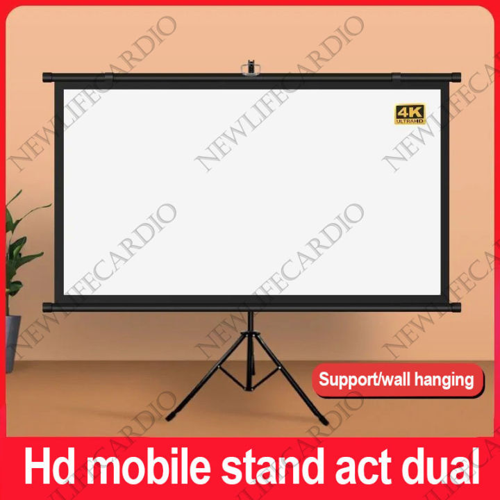 HD Projector Screen with Stand Fiberglass Projector Screen Portable ...