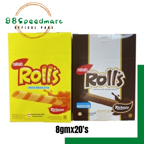 [98] Nabati Richeese Wafer Roll 8gmx20's (Cheese/Chocolate) | Lazada