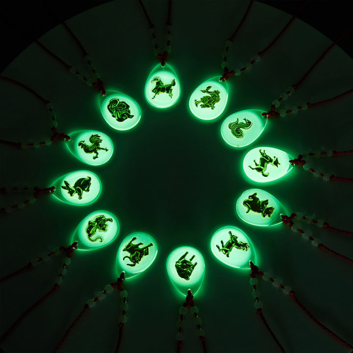 🎀Lacina🎀Crystal Luminous Pendant Exquisite Gold Zodiac Pendant Red Rope ...