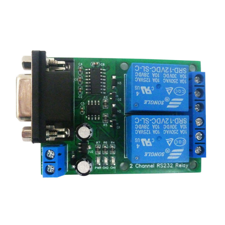 2 Channel DC 12V 24V 67MA PC UART Relay N228D02 RS232 Relay Module DB9 Serial Switch for PLC ...