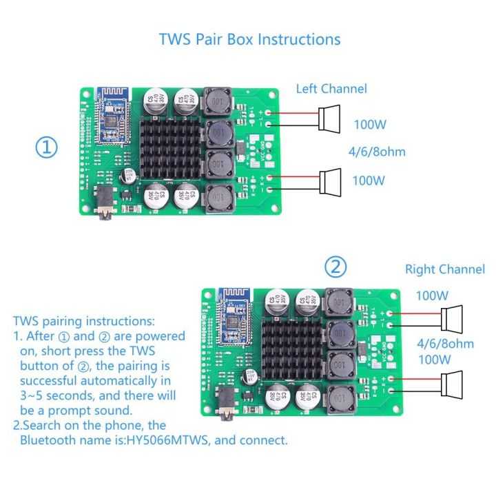 Bluetooth 5.0 Audio Module With Amplifier 2*80W/100W Lossless ...