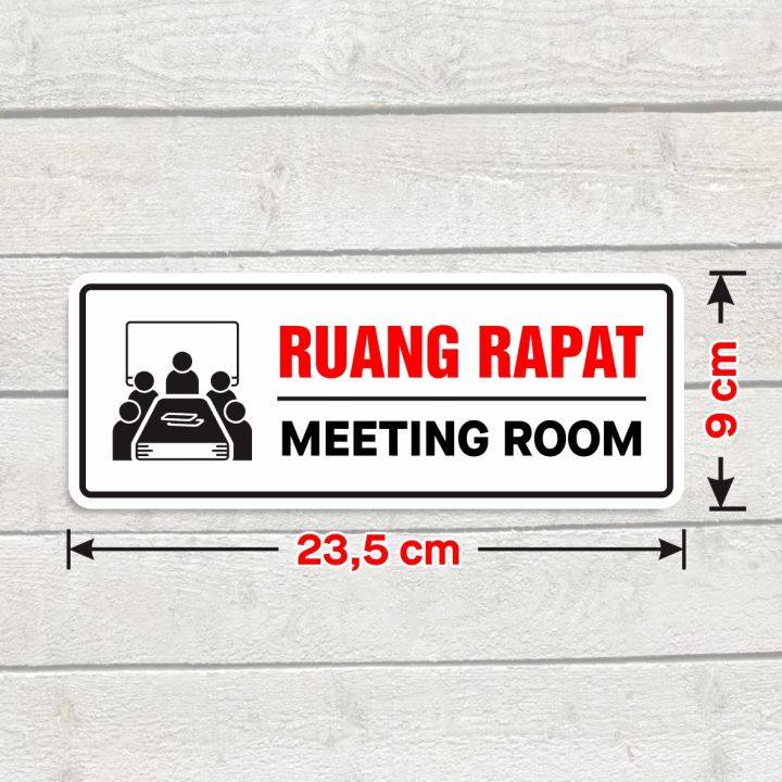 Sticker Ruang Rapat Stiker Label Sign Kaca Pintu Meeting Room 23,5x9 cm ...