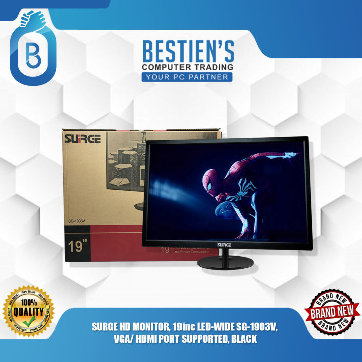 SURGE HD MONITOR, 19inc LED-WIDE SG-1903V, VGA/ HDMI PORT SUPPORTED ...
