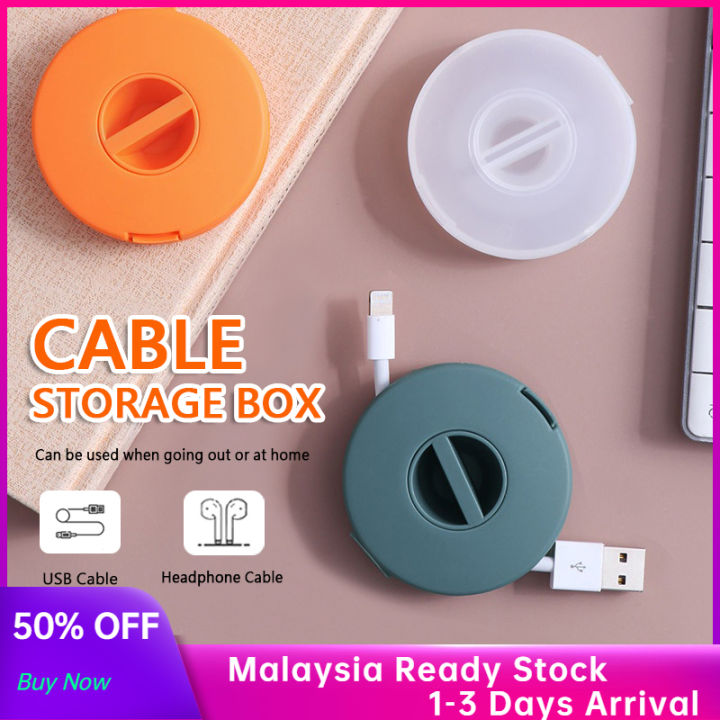 USB Cable Storage Box Portable Rotatable Cable Winder Box Earphone ...
