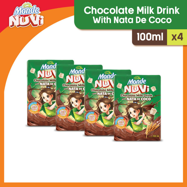 Monde Nuvi Chocolate Milk Drink with Nata de Coco 100ml X 4 | Lazada PH