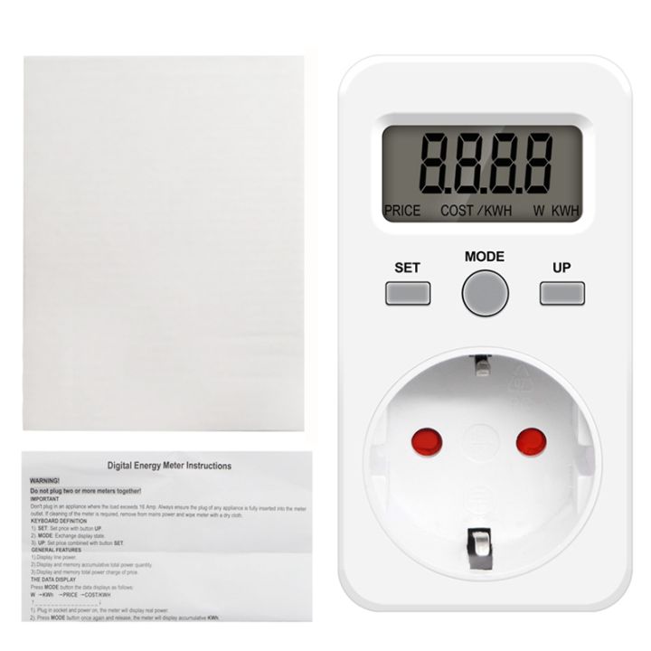 Monitor Energy Meter Power Wattmeter Plug Socket Digital Voltage Consumption Watt Ac Electricity