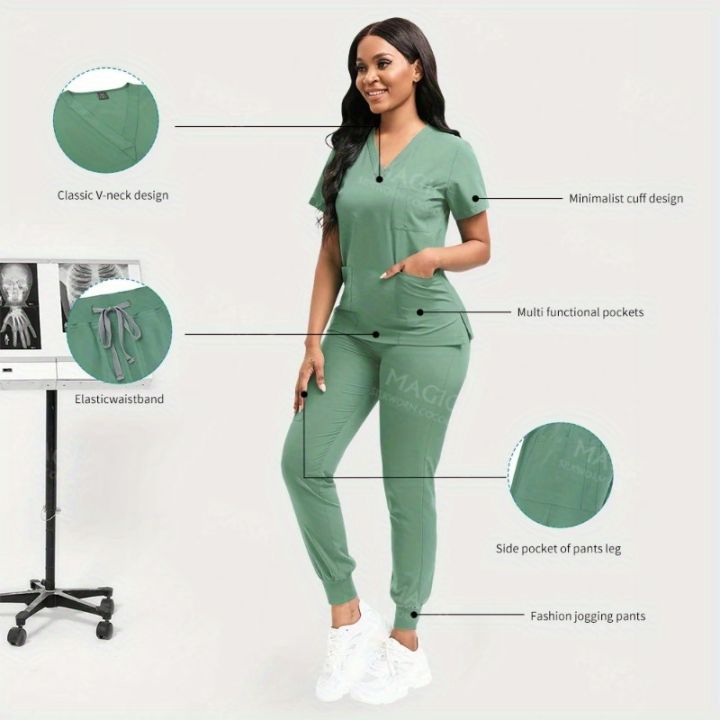 Workwear & Suits Medical Frosted Scrubs Set - Unisex Pharmacy Uniforms ...