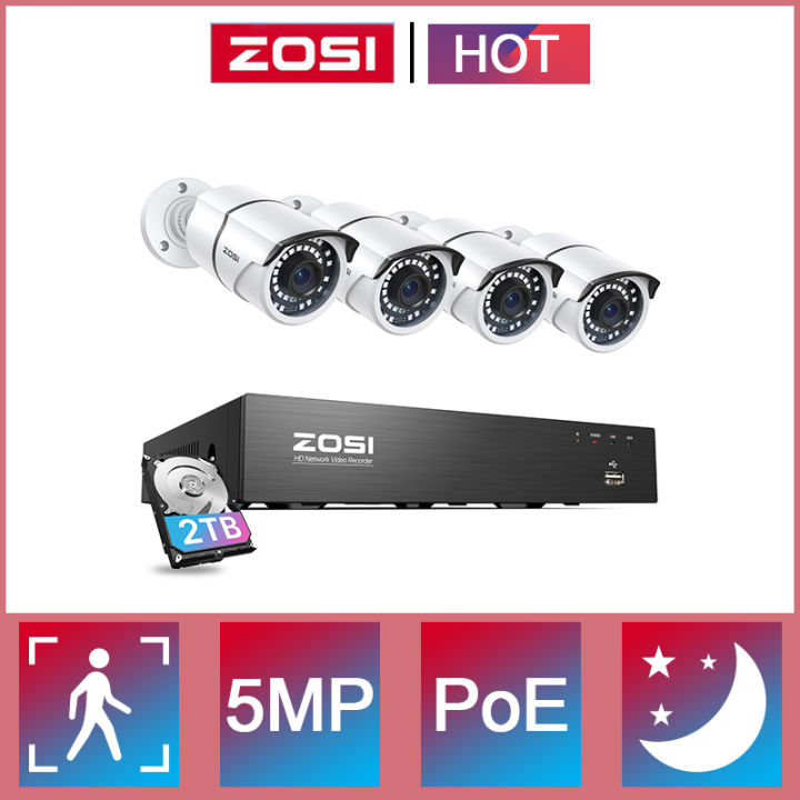 ZOSI H. 265+ 5MP Super HD 8 Channel PoE NVR System with 5MP Outdoor ...