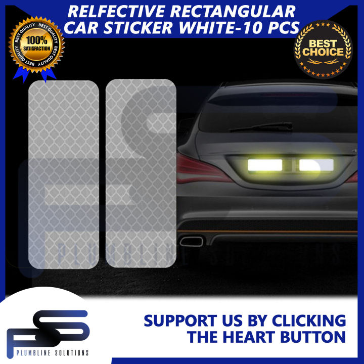 10pcs Reflective Sticker for Car Motorcycle Bicycle Rectangular Safety ...