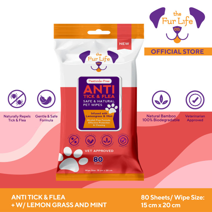 The Fur Life Anti Tick and Flea Infused with Lemon Grass Mint 80 Pet ...