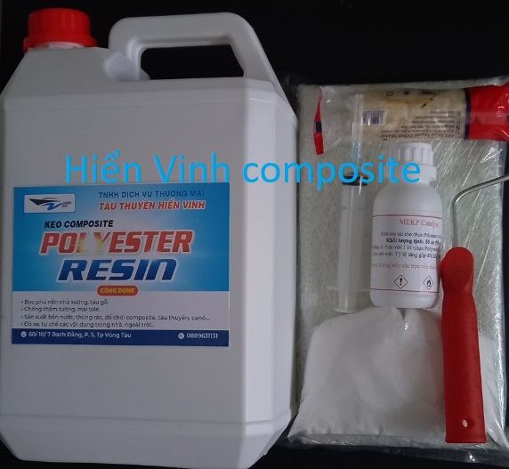 Combo gồm 5kg keo composite (polyester) + 2kg sợi thủy tinh + xúc tác ...