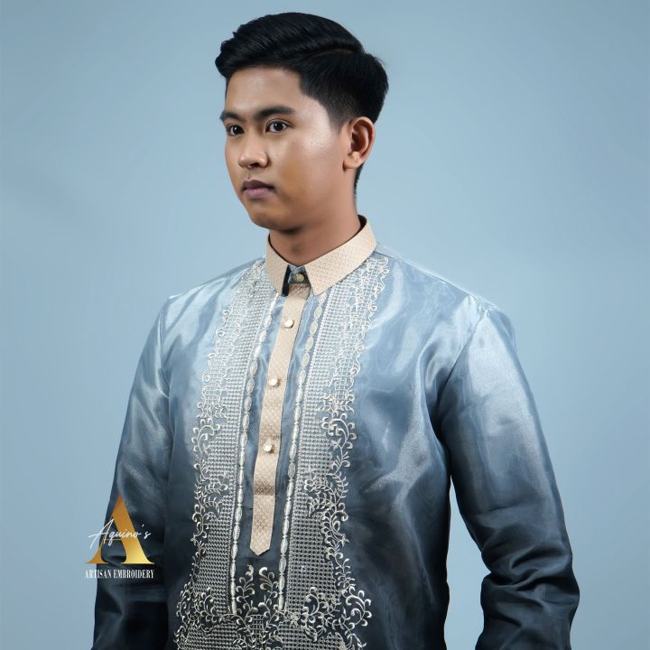 AQUINO'S ARTISAN EMBROIDERY Barong Tagalog for Men Monochromatic ...