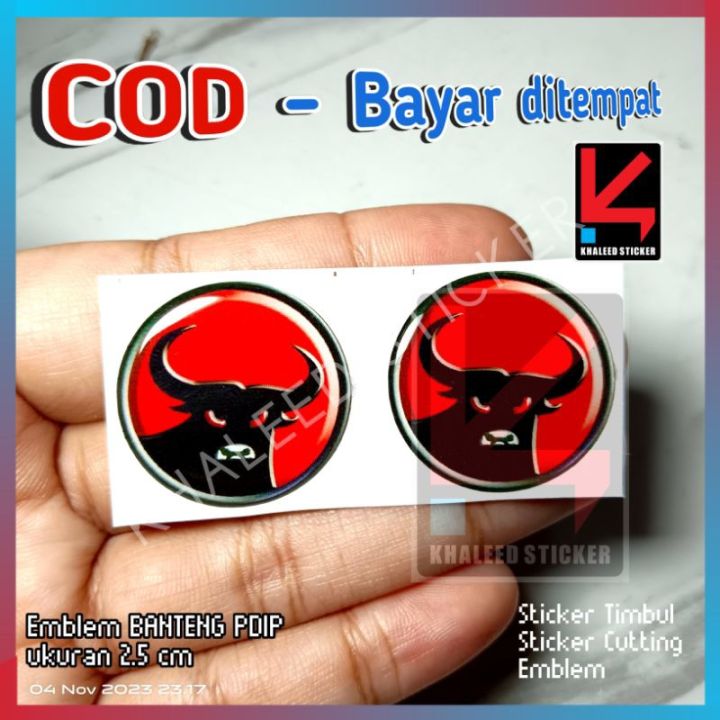 Sticker timbul emblem 3D stiker Banteng PDIP 1 pasang ukuran 2,5 cm ...