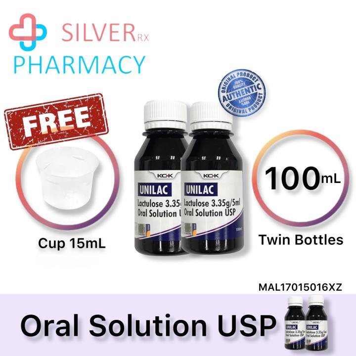 [Exp 05/2026] Unilac Lactulose Constipation 3.35g/ 5ml Oral Solution USP 100ml [Single/Twin ...