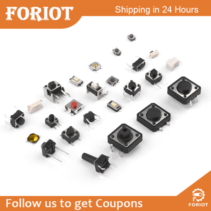 Foriot Tactile Switch of 25 Values 250Pcs SMD & DIP 4 Pin 3 Pin 2 Pin ...