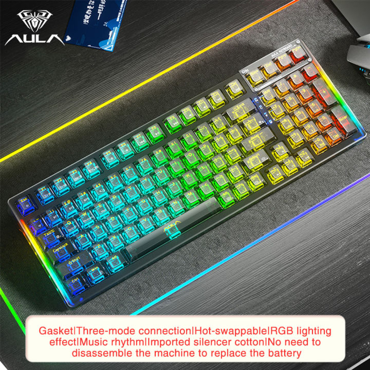 Aula F98 Wireless Mechanical Keyboard Hot Custom Bluetooth Swappable ...