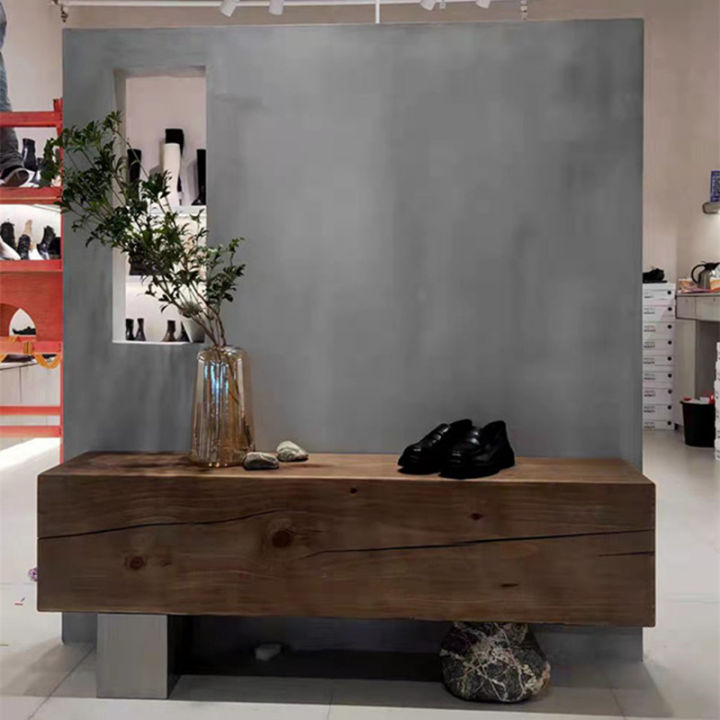 Nordic log bench clothing store whole wood retro personality display ...