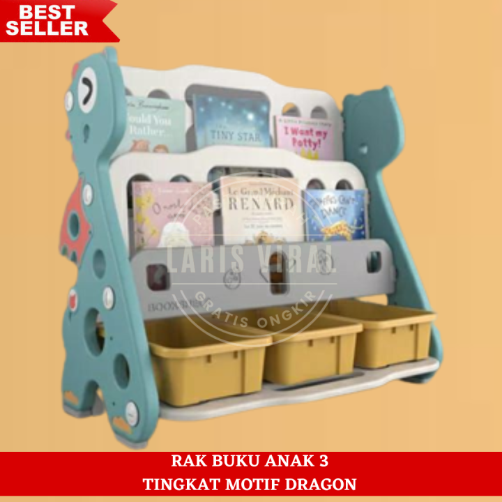 Rak Dragon Buku Anak 3 Tingkat / Rak Tempat Penyimpanpanan Mainan Anak ...